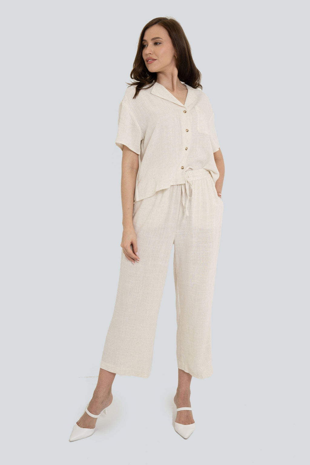 Shop High-Waisted Wide-Leg Midi Pants | Yola